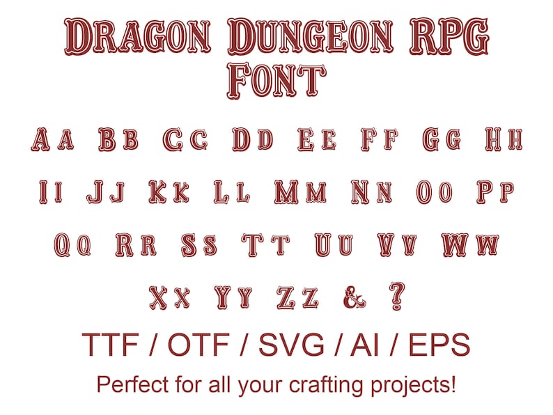 Dragon Dungeon Font Ttf Otf Svg Eps Silhouette Circuit Crafting Gifts ...