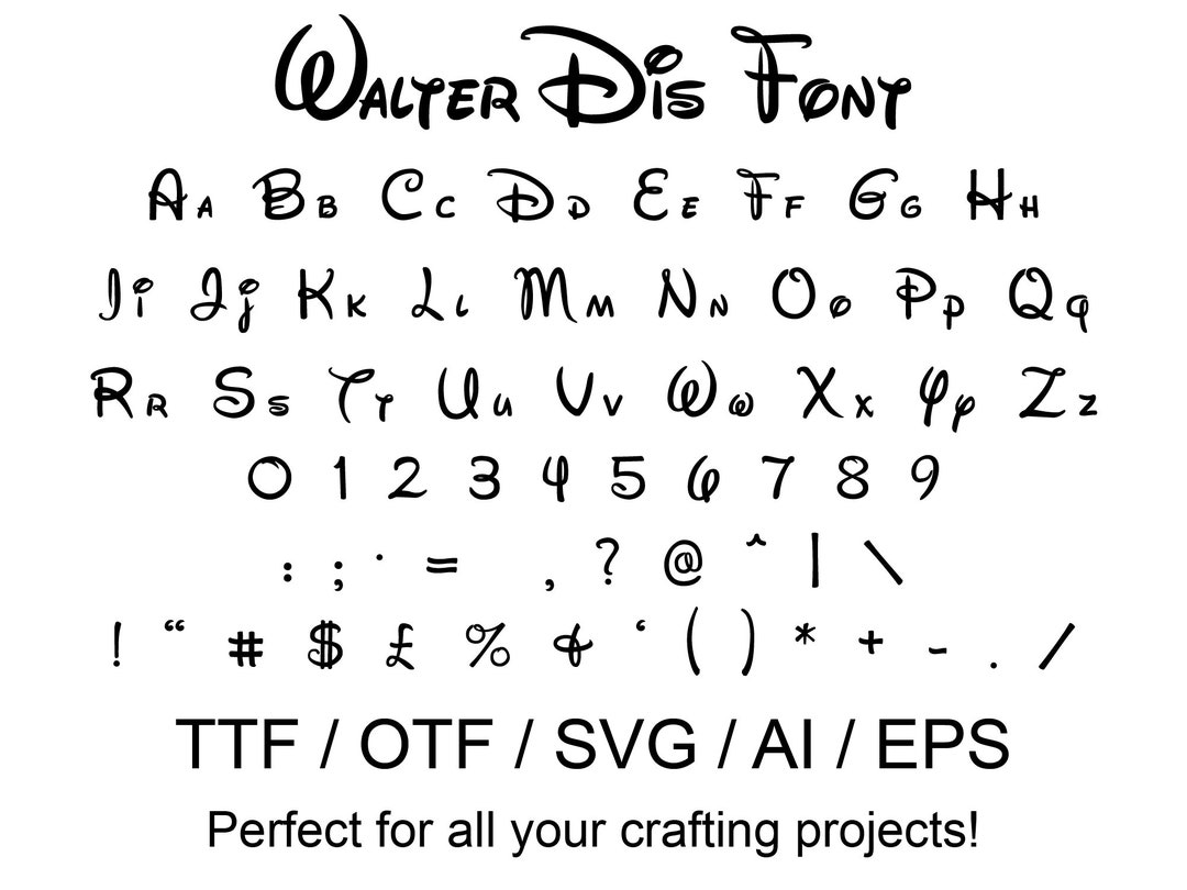 Walter Dis Font | Ttf | Otf | Svg | Eps | Silhouette | Circuit ...