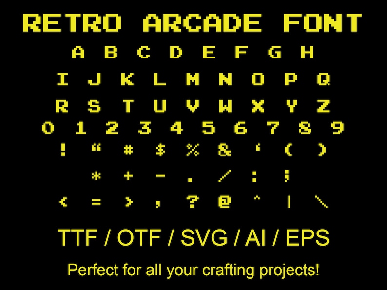 Retro Arcade Font Ttf Otf Svg Eps Silhouette Circuit Crafting Gifts ...