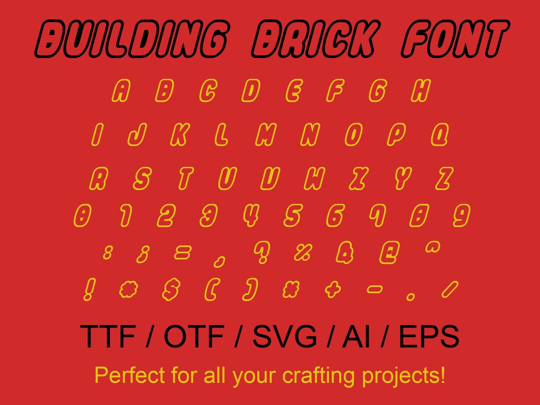 Building Brick Font | Ttf | Otf | Svg | Eps | Silhouette | Circuit ...
