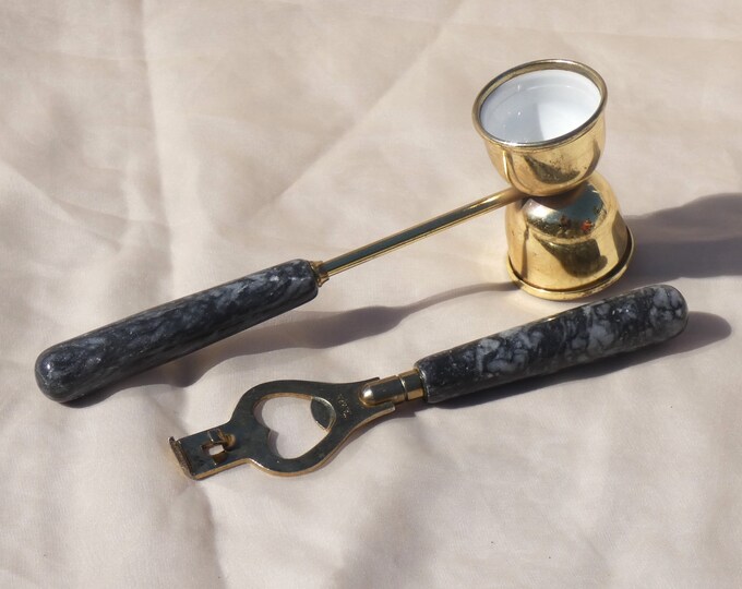 Black Marble Stone Handled Bar Tools Double Jigger Bottle Opener ...