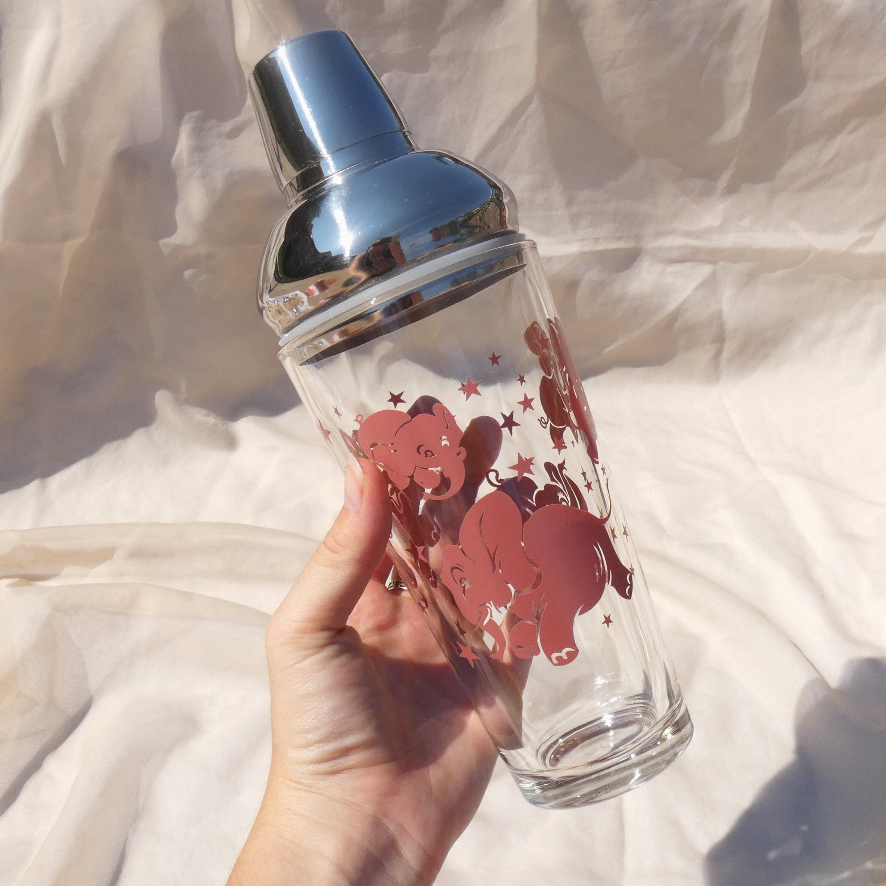 Hazel Atlas Rare Pink Elephant Bar Set Cocktail Martini - Etsy