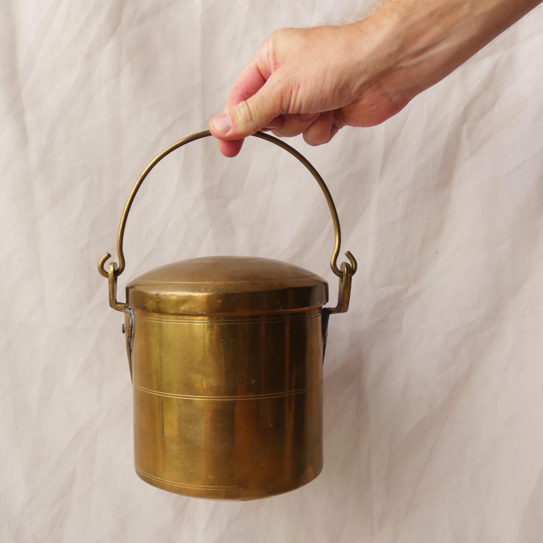 Indian Brass Thooku Hanging Kitchen Container With Lid and Handle ...