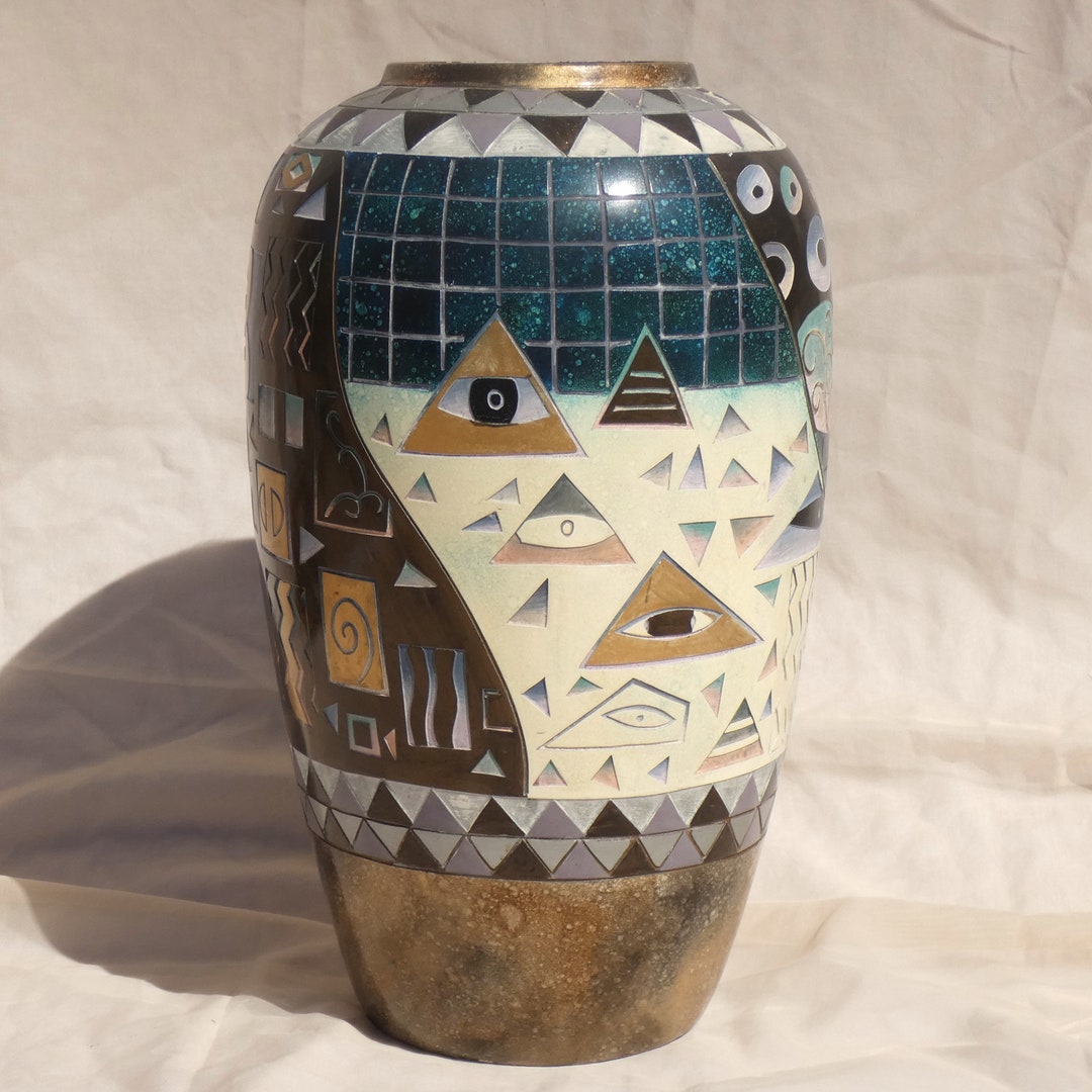 Large 17 Tall Studio Pottery Outsider Art Vase Vessel Ceramic Vintage ...