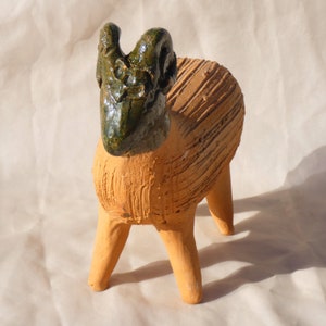 Ram Ceramic Sculpture With Green Glazed Head MCM Mexico Chia Pet ...