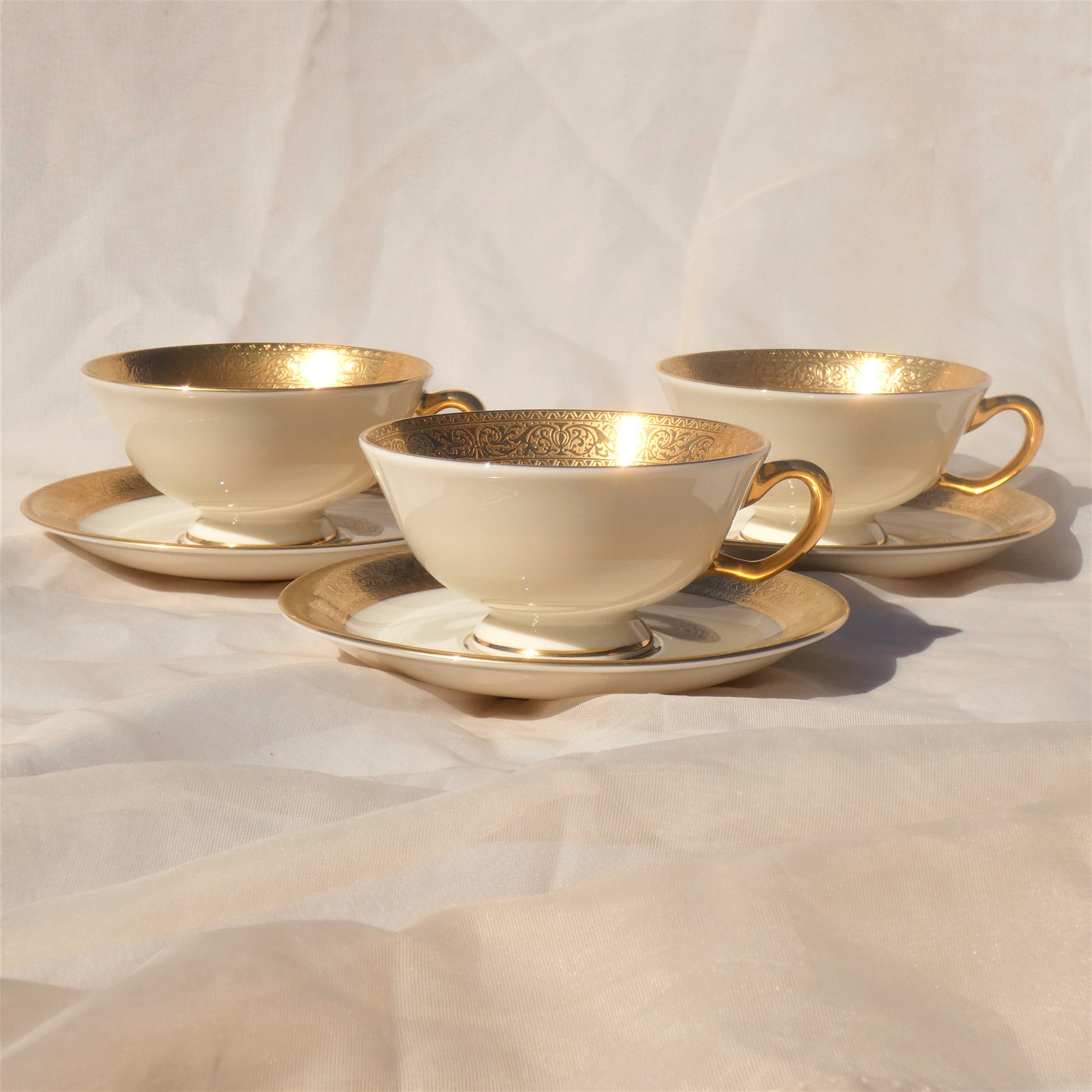 Lenox Westchester Tea Cups With Saucer Gold Backstamp Bone - Etsy