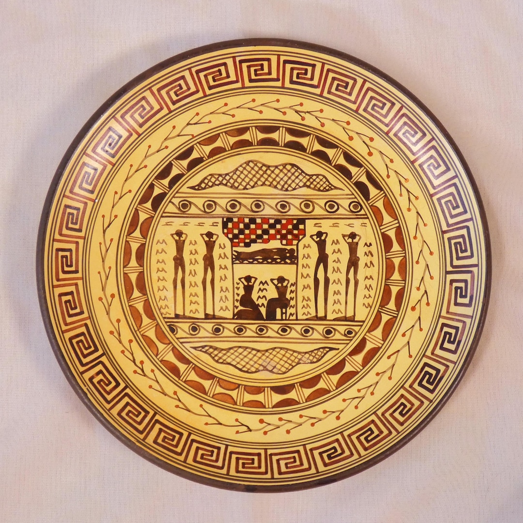 Ancient Greek Geometric Period Red & Black Ceramic Plate Vintage ...