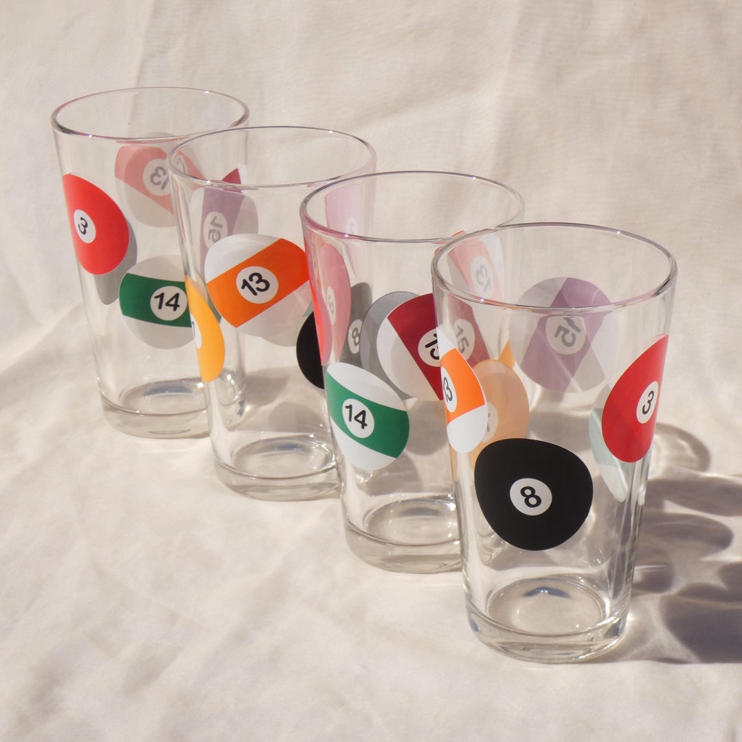 Luminarc Pool Billiards Pub Glasses 16 Oz Vintage Set of 4 Beer Pint ...