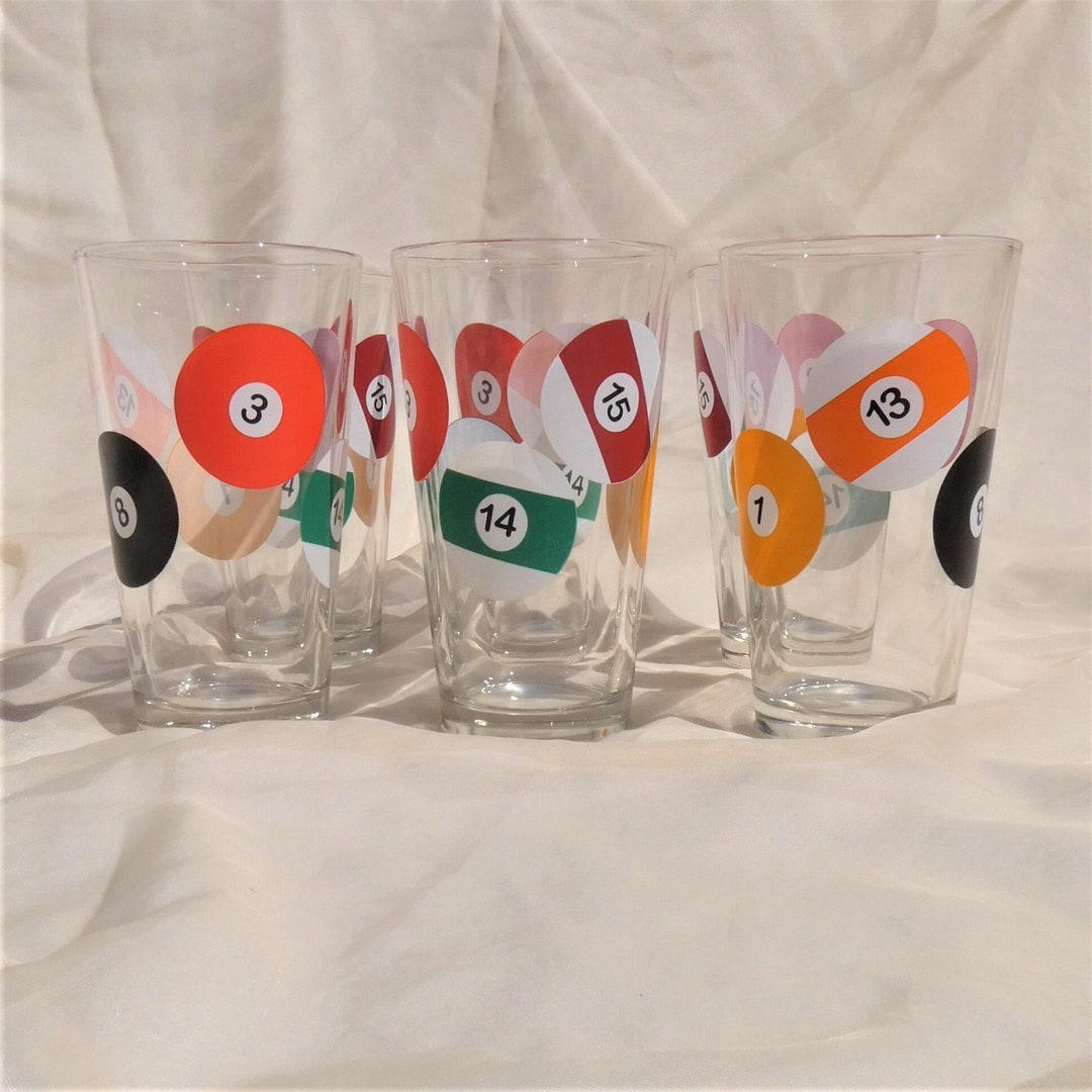 Pool Billiards Pub Glasses Luminarc 16 Oz Vintage Set of 6 - Etsy