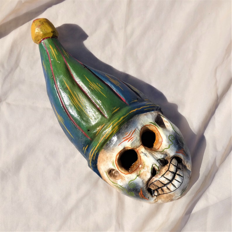 Vintage Guerrero Folk Art Mexican Skull Mask With Pointy Hat Hand ...