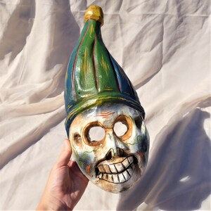 Vintage Guerrero Folk Art Mexican Skull Mask With Pointy Hat Hand ...