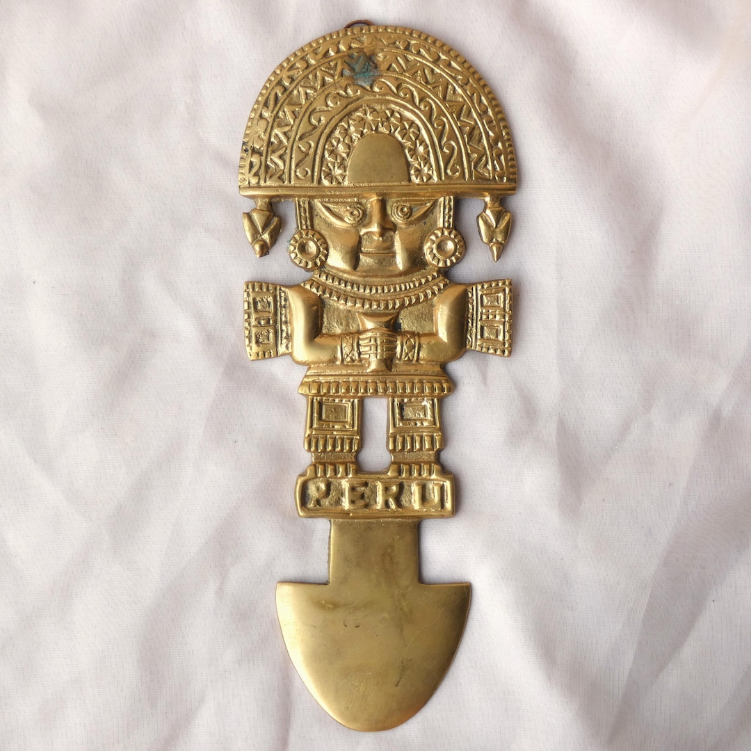 Inca Peru Brass Tumi Ceremonial Knife Souvenir Vintage 1970s Wall Art ...