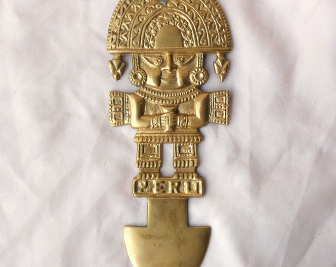 Inca Peru Brass Tumi Ceremonial Knife Souvenir Vintage 1970s Wall Art ...