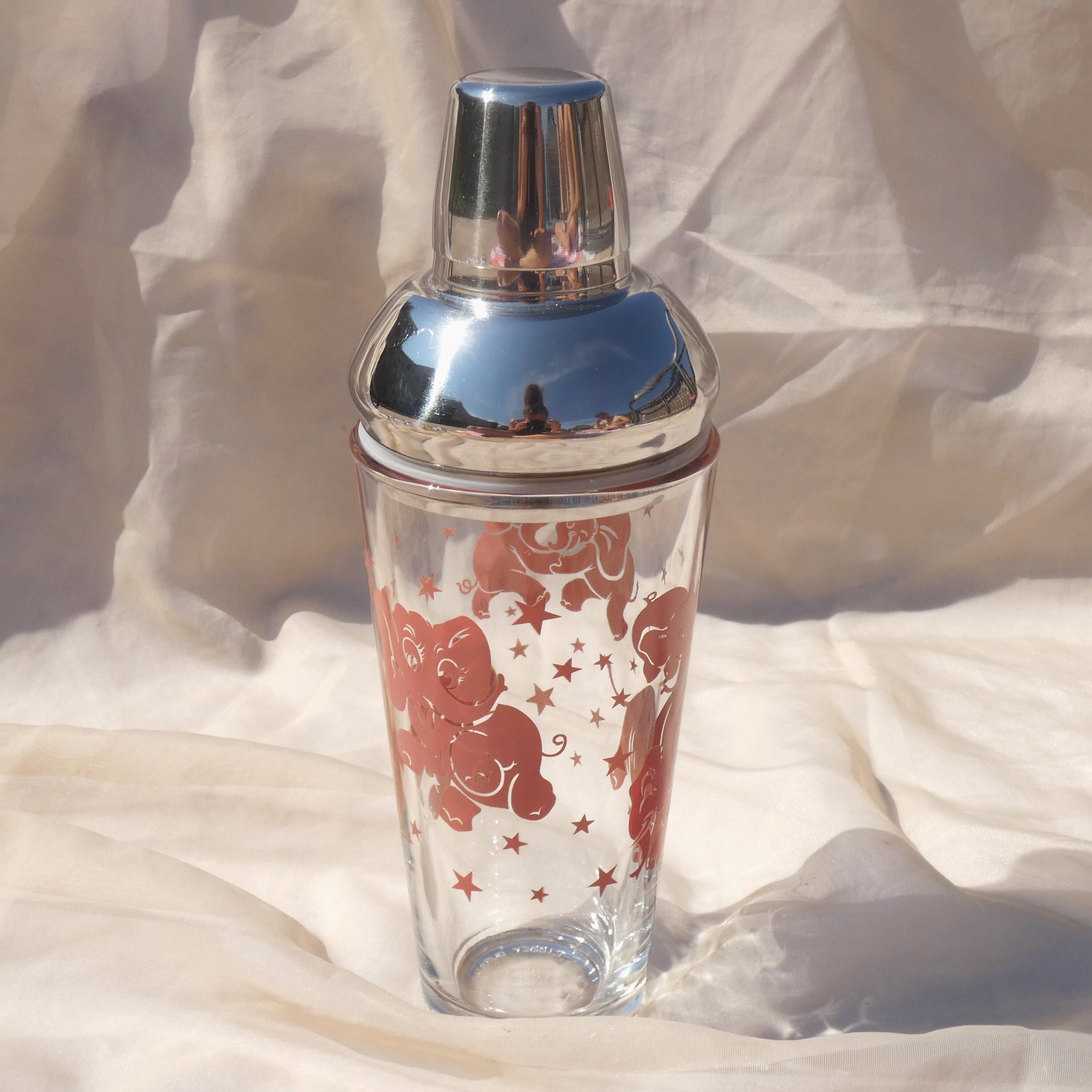 Hazel Atlas Rare Pink Elephant Bar Set Cocktail Martini - Etsy