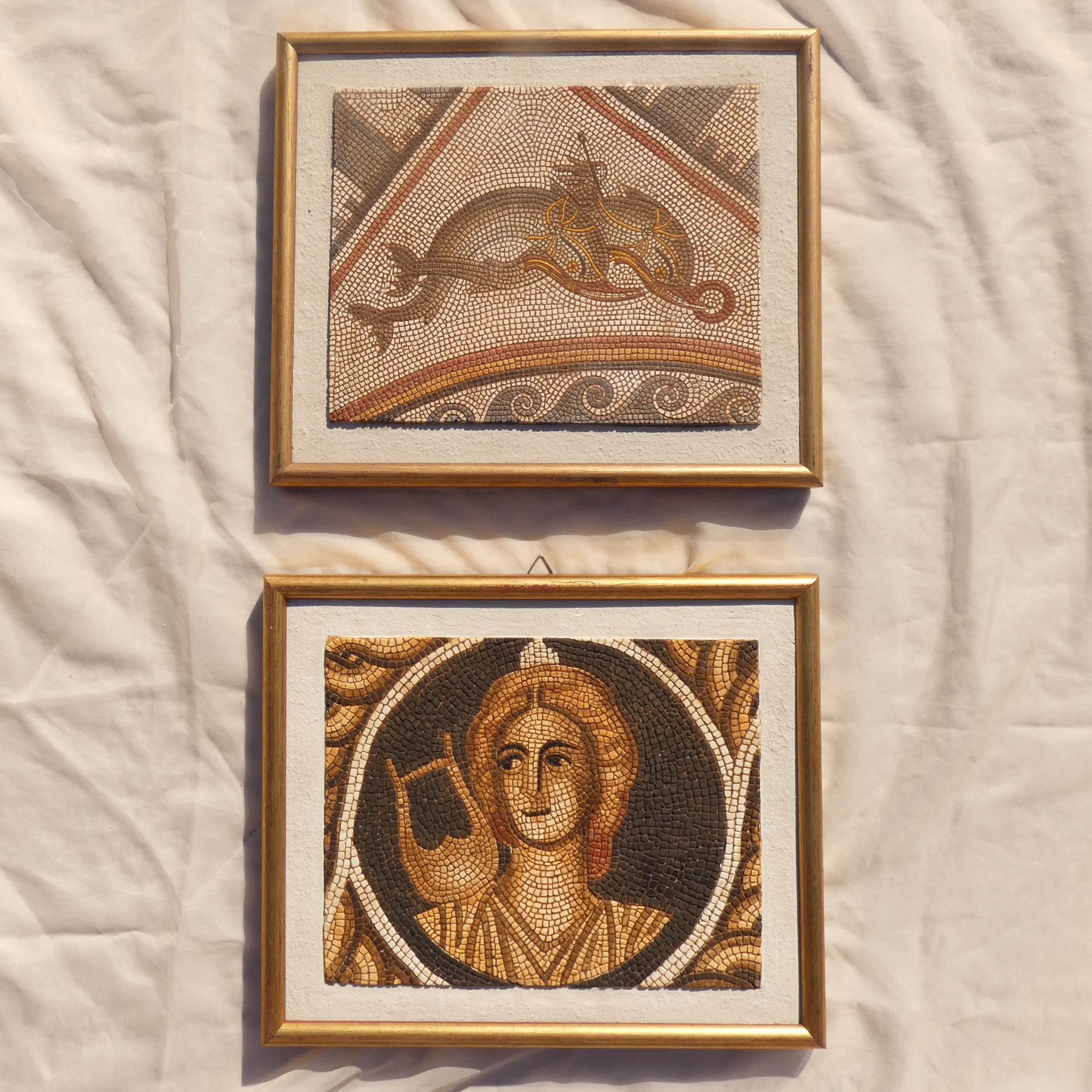 Pair of Plaster Mosaics Depicting Eros and Erato Ergani Athena Made in ...
