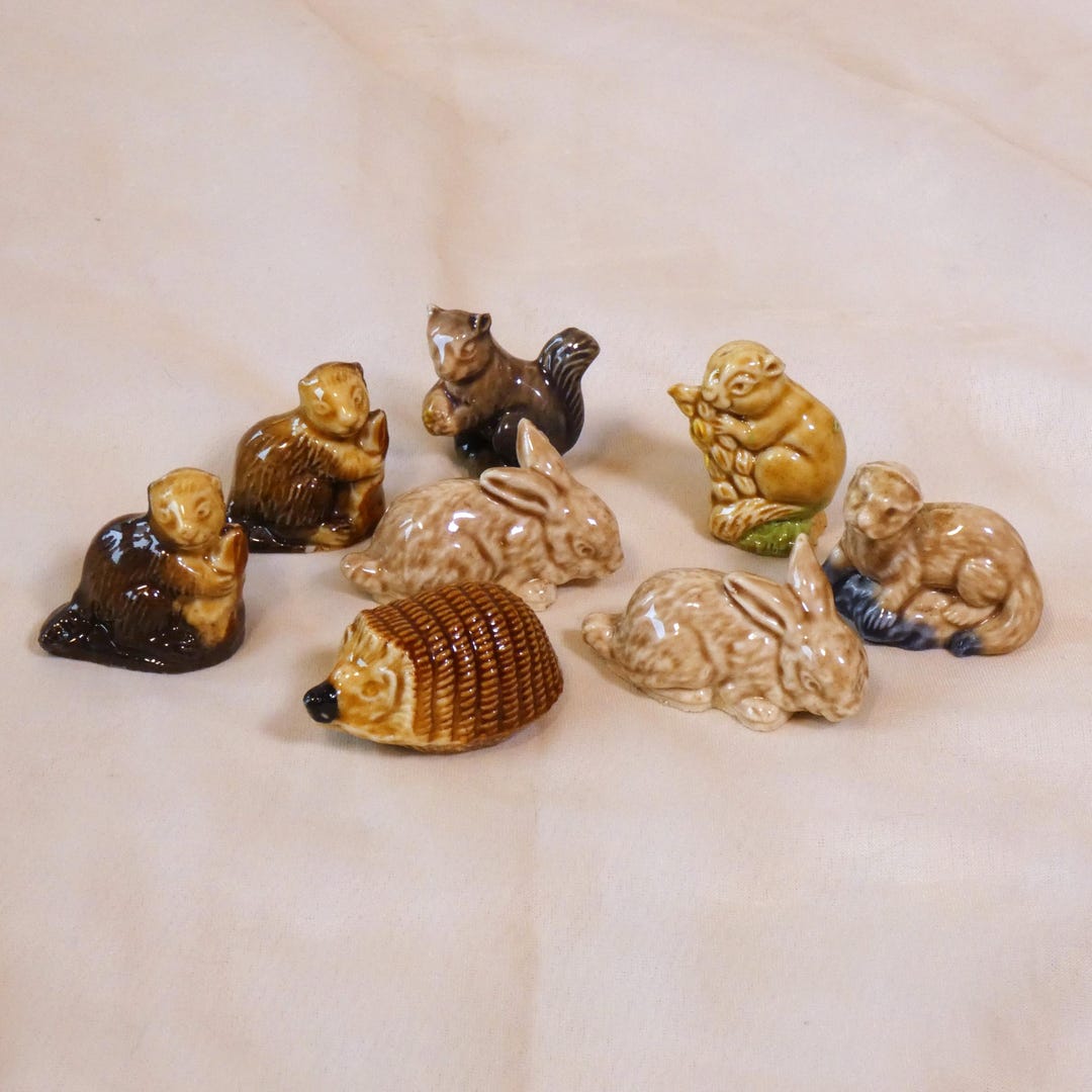 Wade Whimsies Ceramic Animal Figurines Vintage England Beaver Hedgehog ...