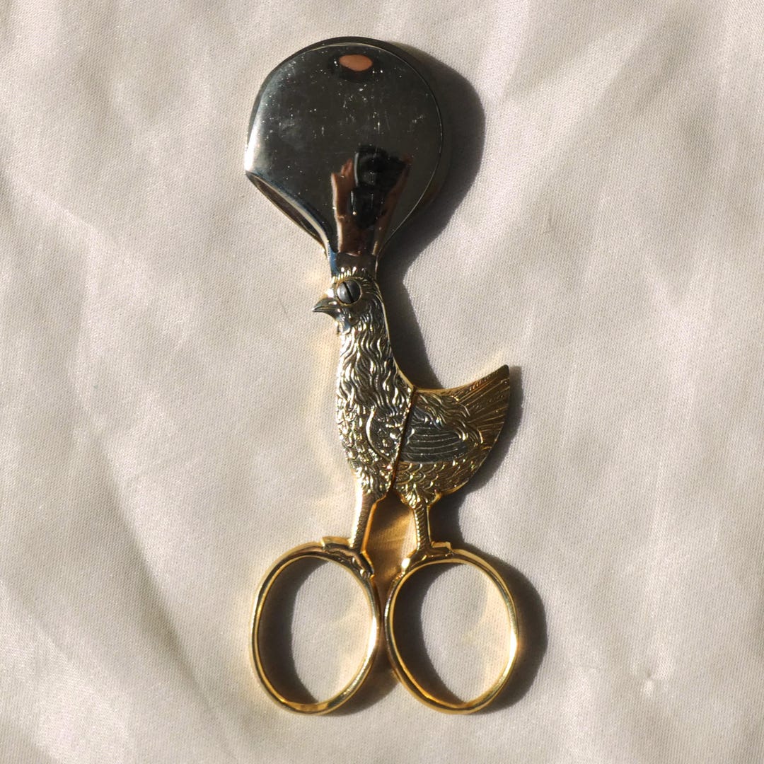 Rare Chicken Shaped Soft Boiled Egg Cutter Scissors Vintage 1950 Gold ...