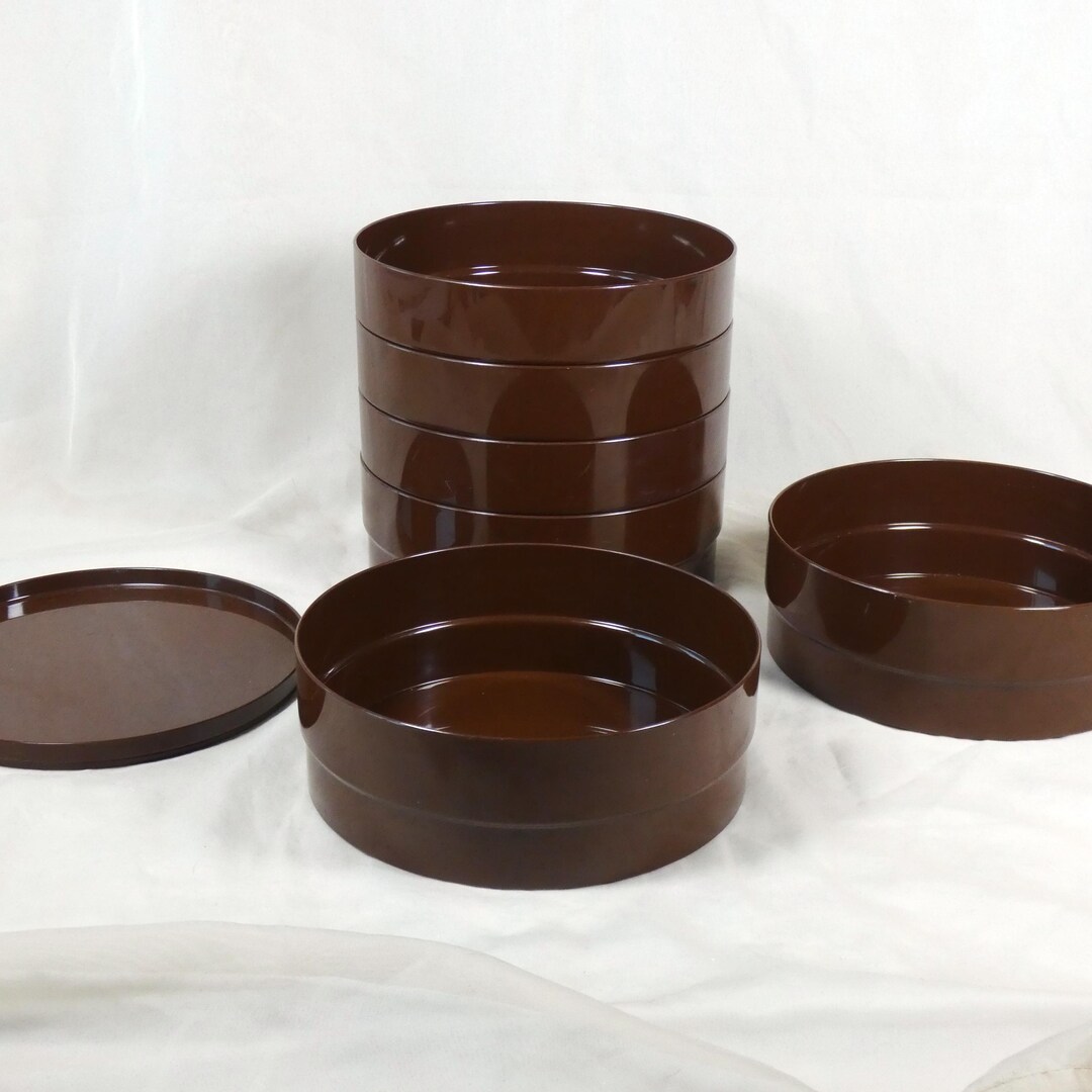 Sarvis Finland Brown Stacking Bowls Plastic Melamine Picnic Set of 6 ...