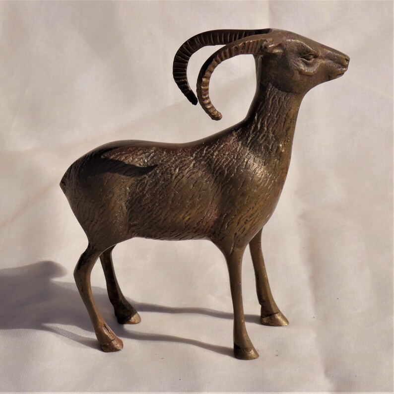 Vintage Brass Ram Figurine - Etsy