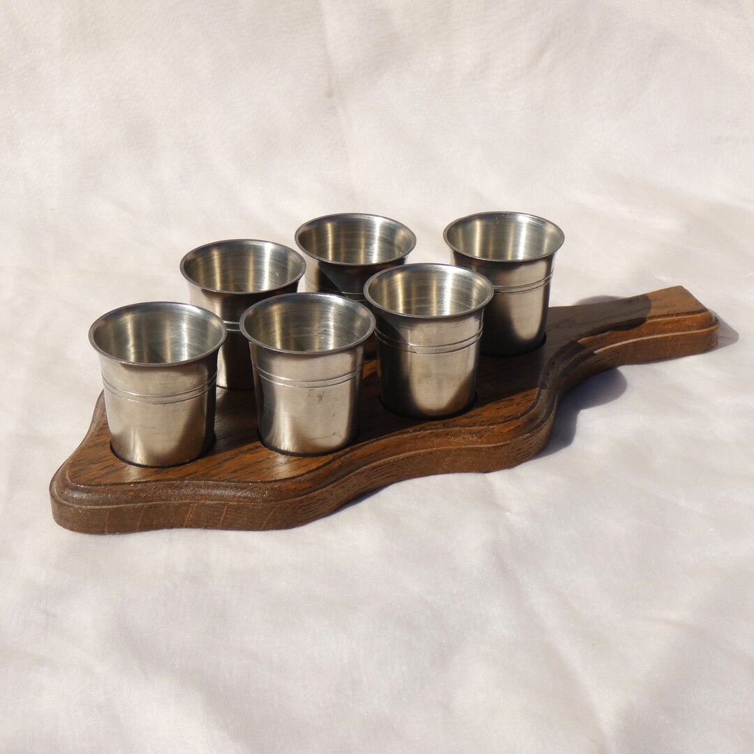 Frieling-zinn Germany Pewter Shot Glasses With Wooden Tray Set of 6 ...