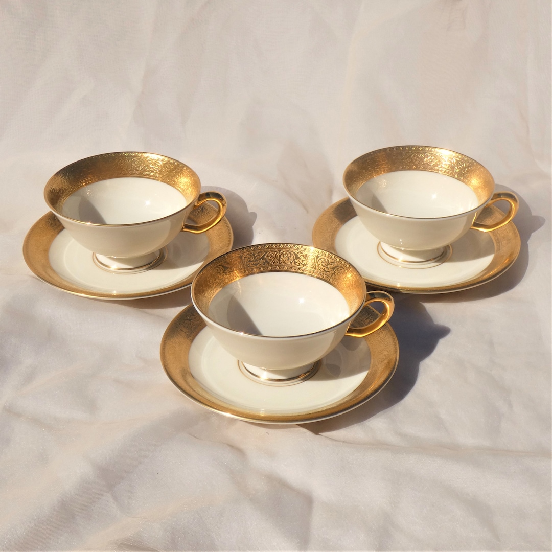 Lenox Westchester Tea Cups With Saucer Gold Backstamp Bone - Etsy