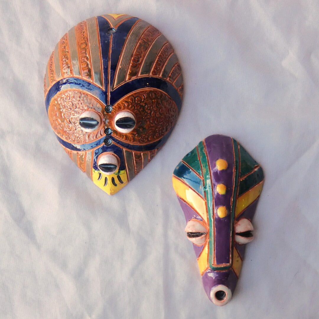 African Ceramic Masks Set of Two From the Democratic Republic of Congo ...