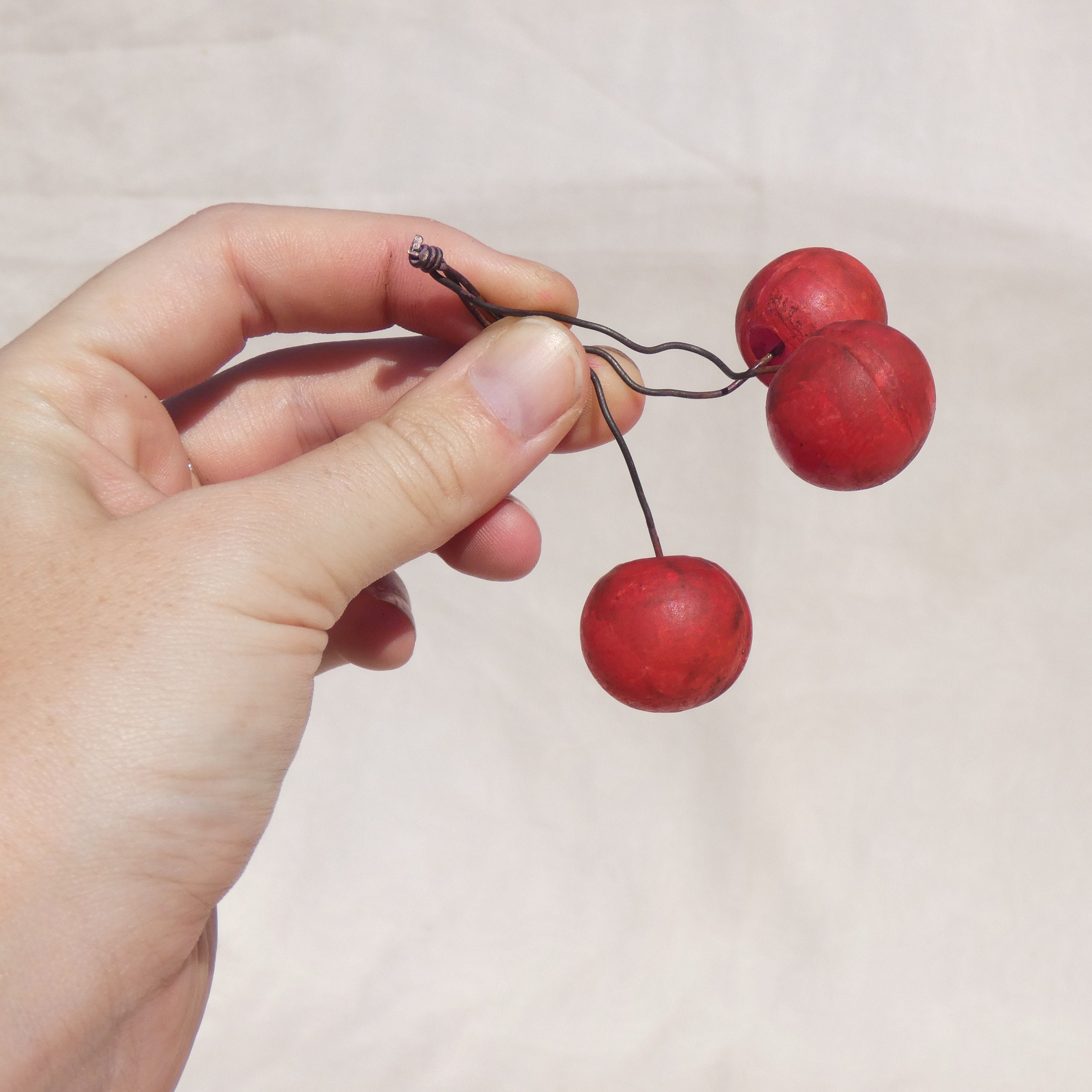 Red Berries Alabaster Stone Fruit Strawberry Cherries Carved Handmade ...