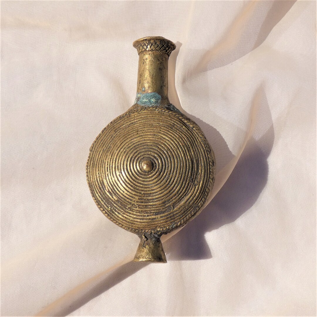 Antique Verre People Nigeria Brass Snuff Bottle African Bronze 20th ...