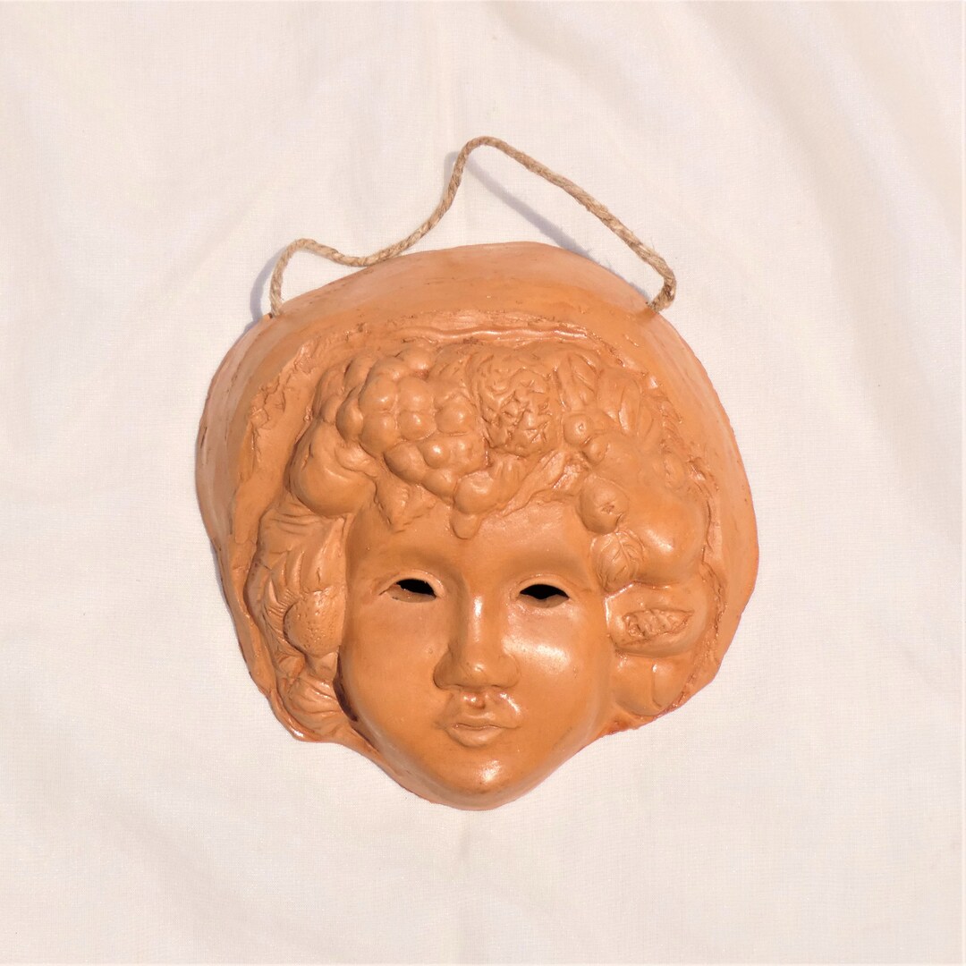 Terra Cotta Bacchus Dionysus Mask Made in Italy Vintage Greek Greece ...