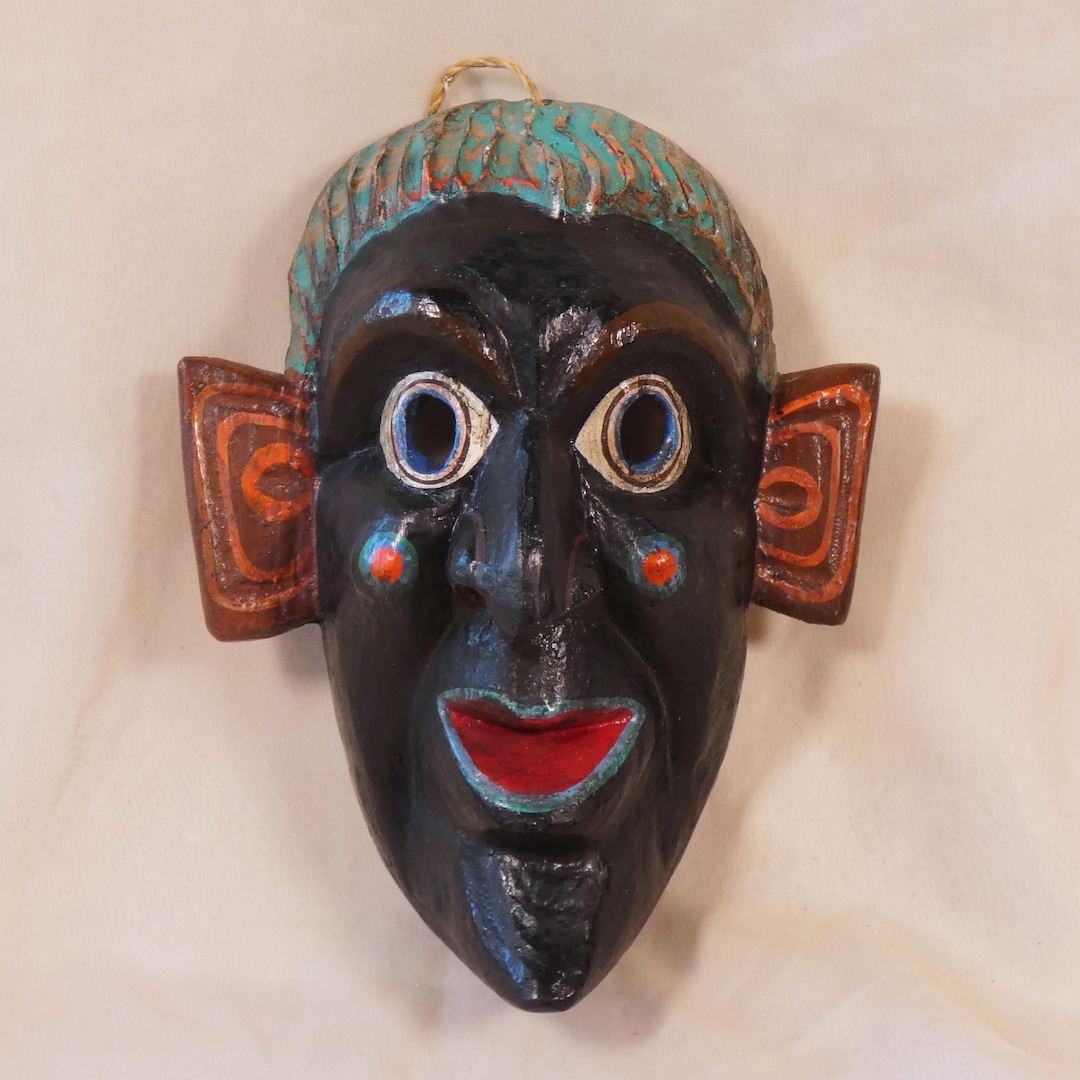 Mama Negra Ecuadorian Mask Vintage Carved Wood Folk Art Ecuador ...