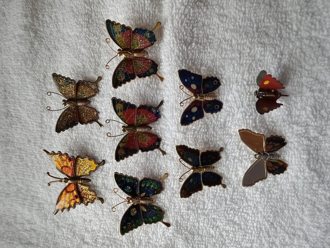 Butterfly Pin Collection Glitter Butterfly Pins Vintage From the 1970's ...
