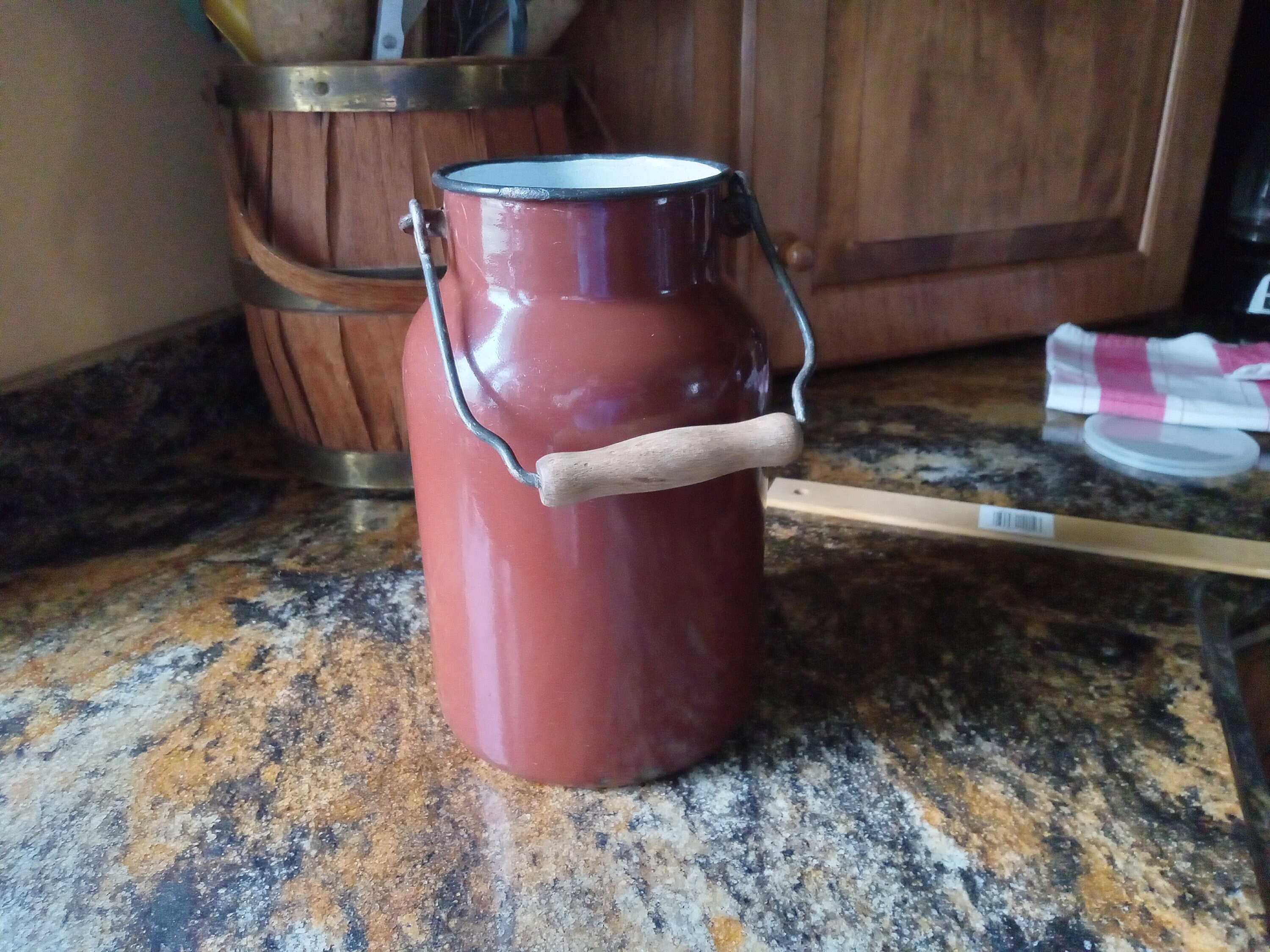 Antique European Graniteware Enamelware Milk Pail Cream Pail Unusual ...