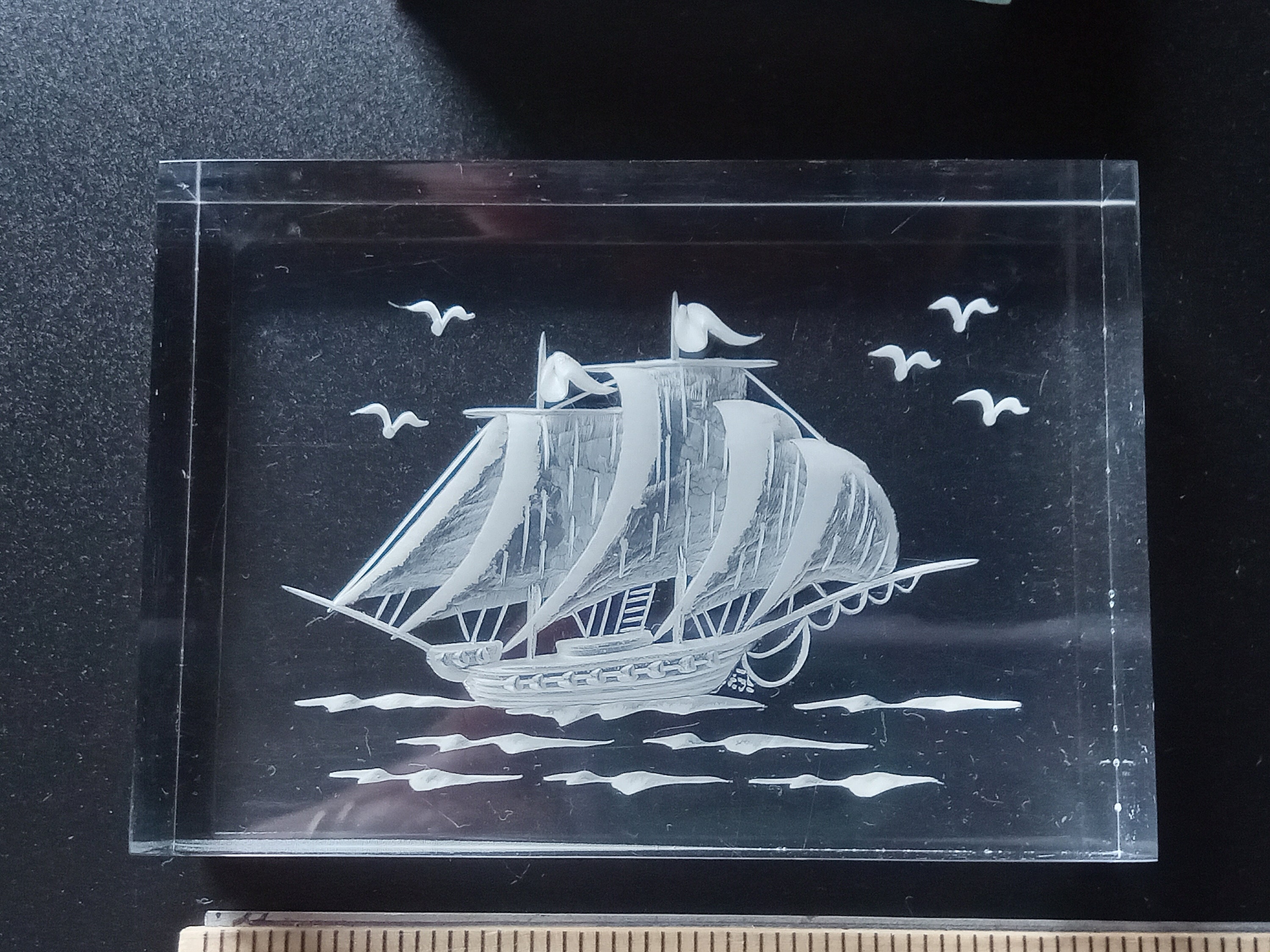 Vintage Etched Images by Russ, Sailing, Schooner, Ship, Sailboat, Boat ...