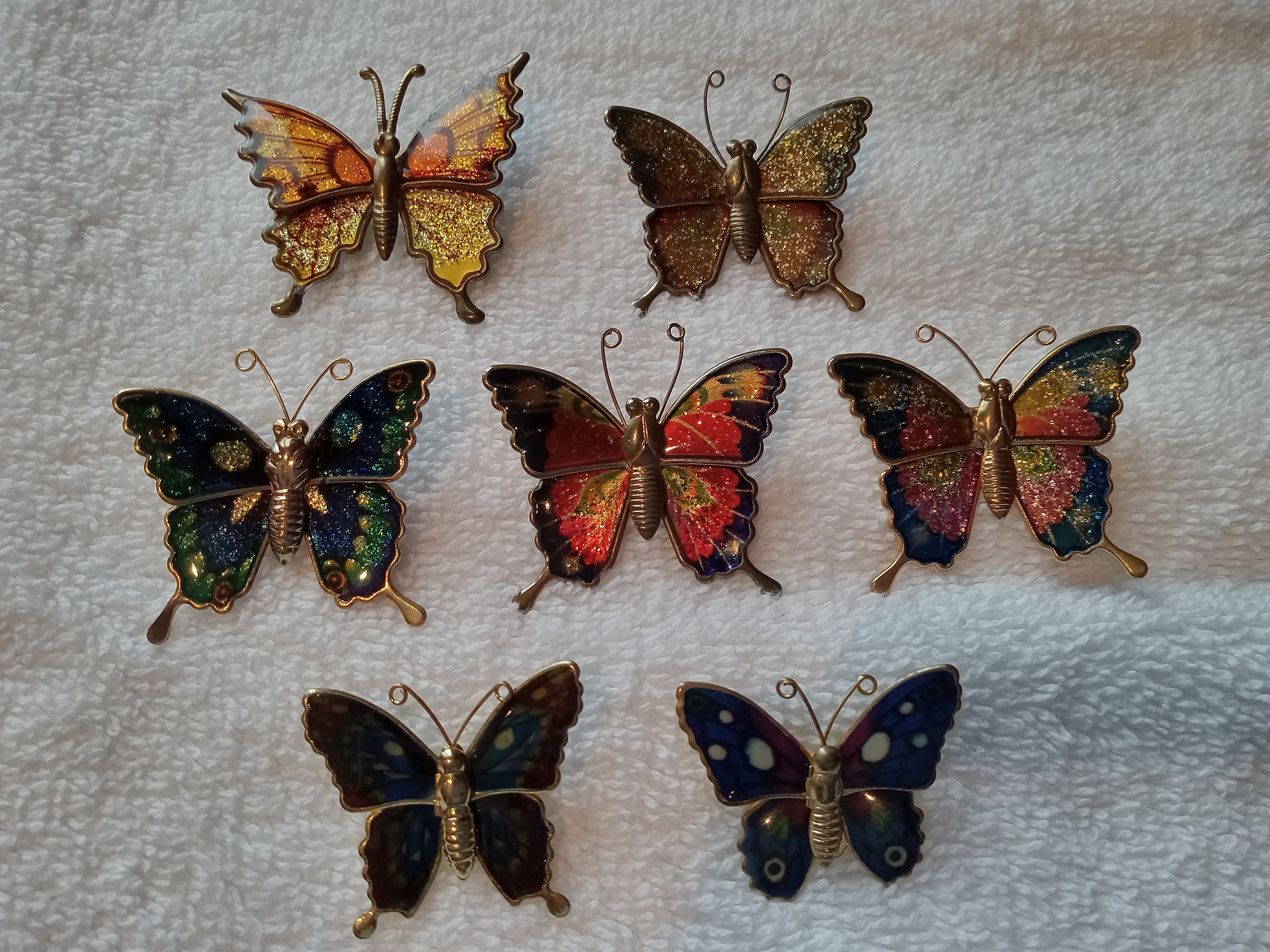 Butterfly Pin Collection Glitter Butterfly Pins Vintage From the 1970's ...