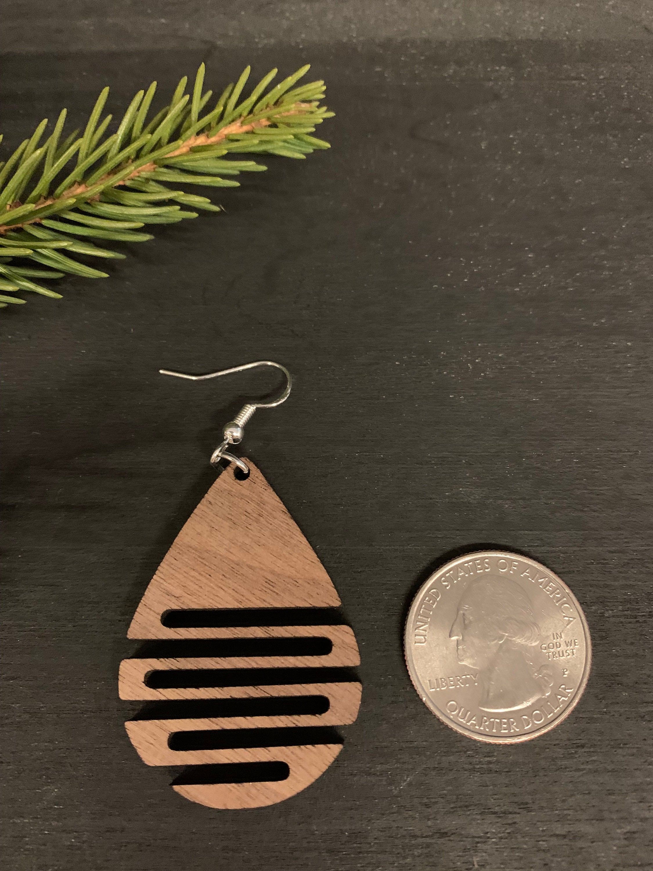 Geometric Teardrop Earrings, Wooden Earrings, Dangle Earrings ...