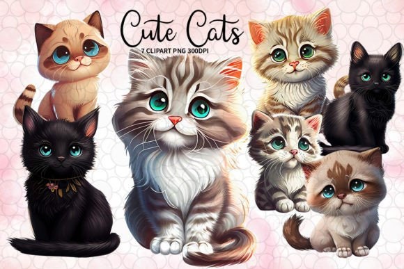 Cute Cat Sublimation Clipart - Etsy