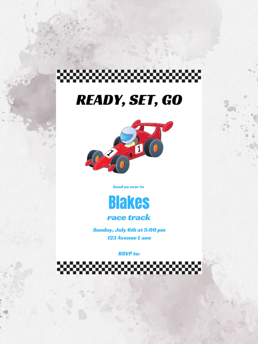 Race Car Invitation - Etsy