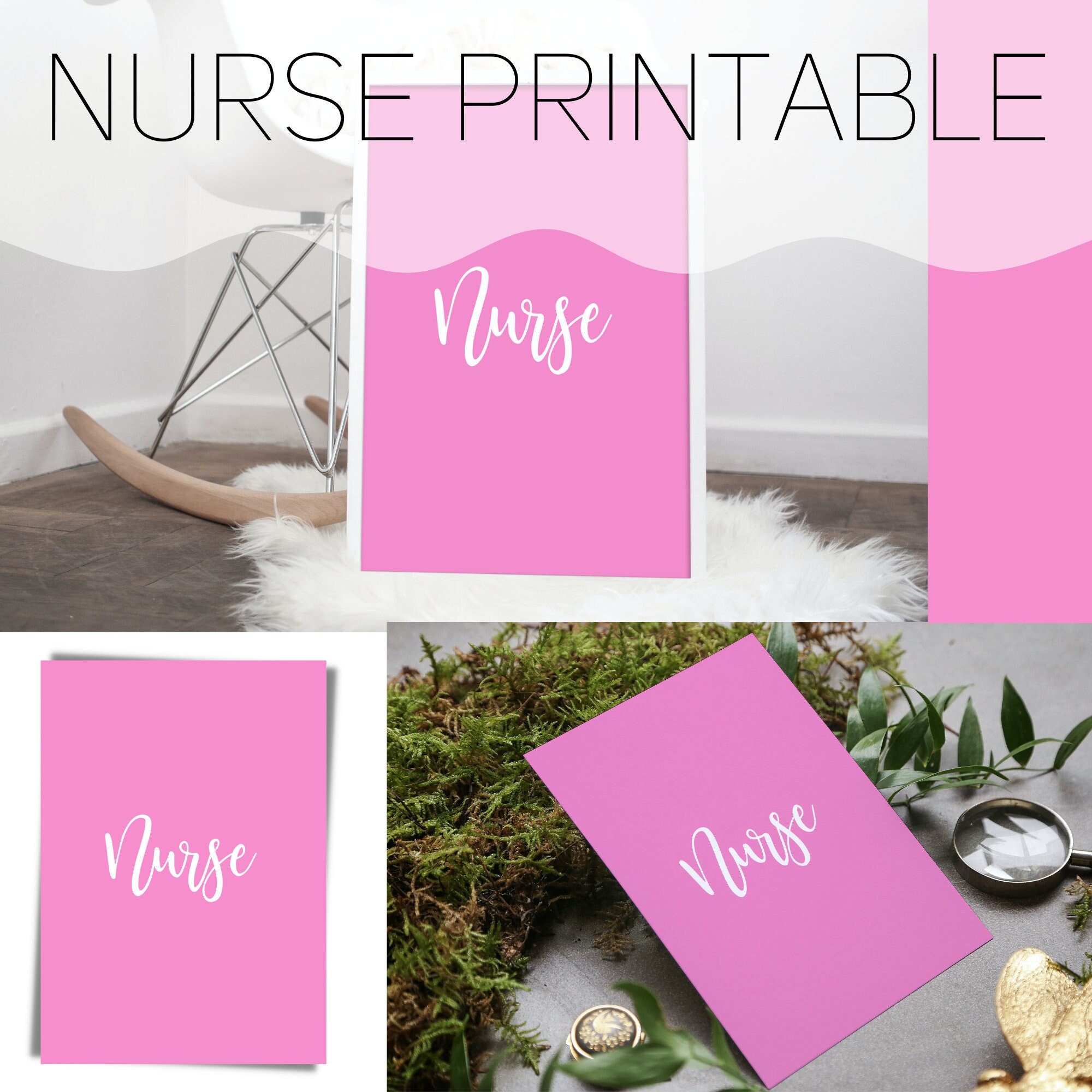 Pink and White Nurse Printable Sign. Gifts for Nurses and Nursing ...