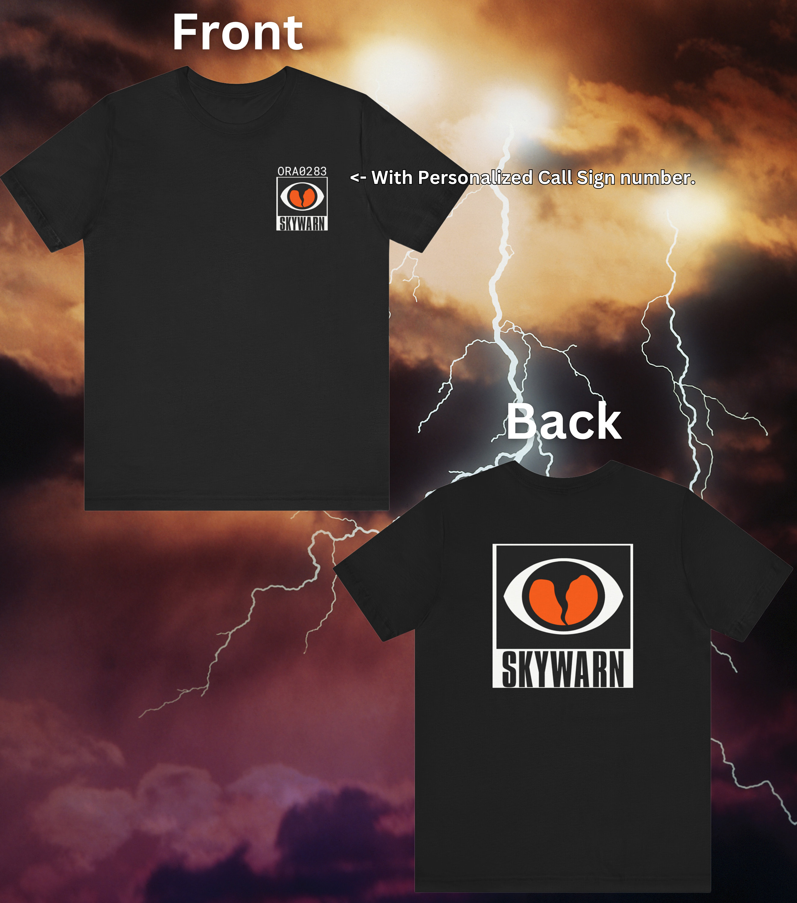 Personalized Skywarn Spotter, Storm Chaser T-shirt: Front and Back Logo ...
