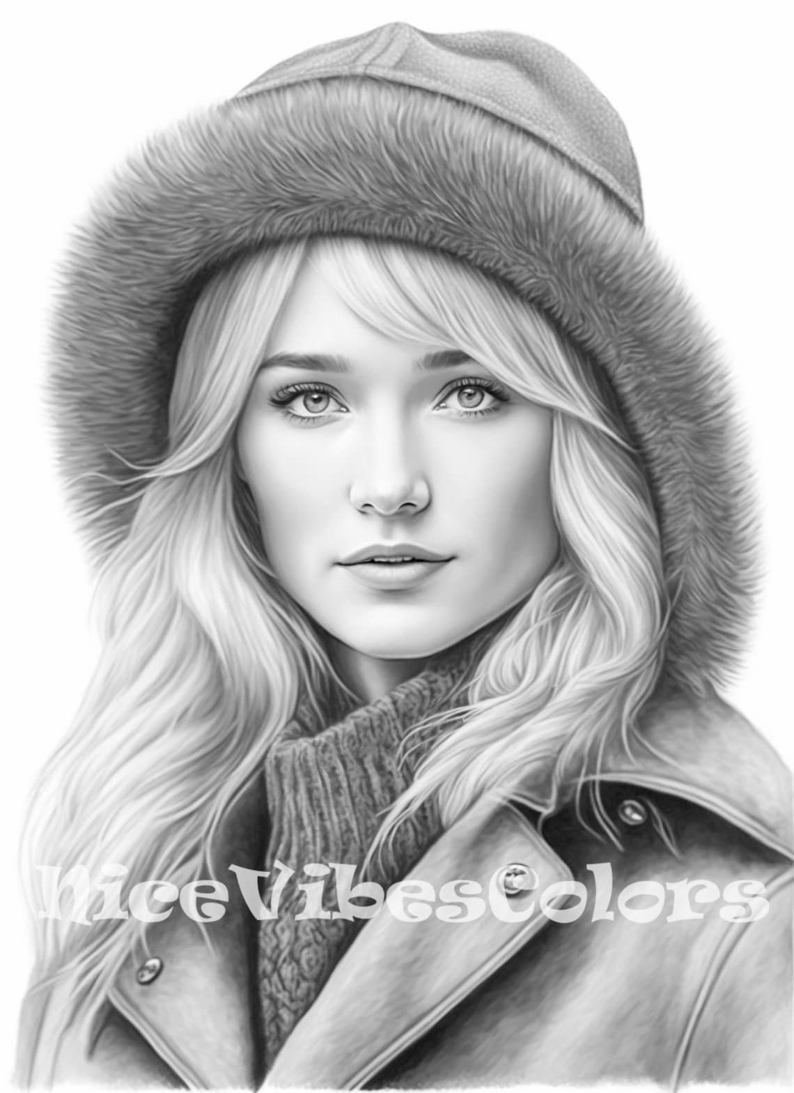 25 Easy Portraits: Grayscale Coloring Book for Adults and Children ...