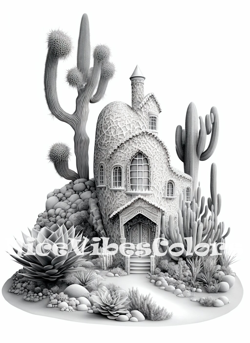 25 Wonderland Tiny Homes: Grayscale Coloring Book for Adults ...