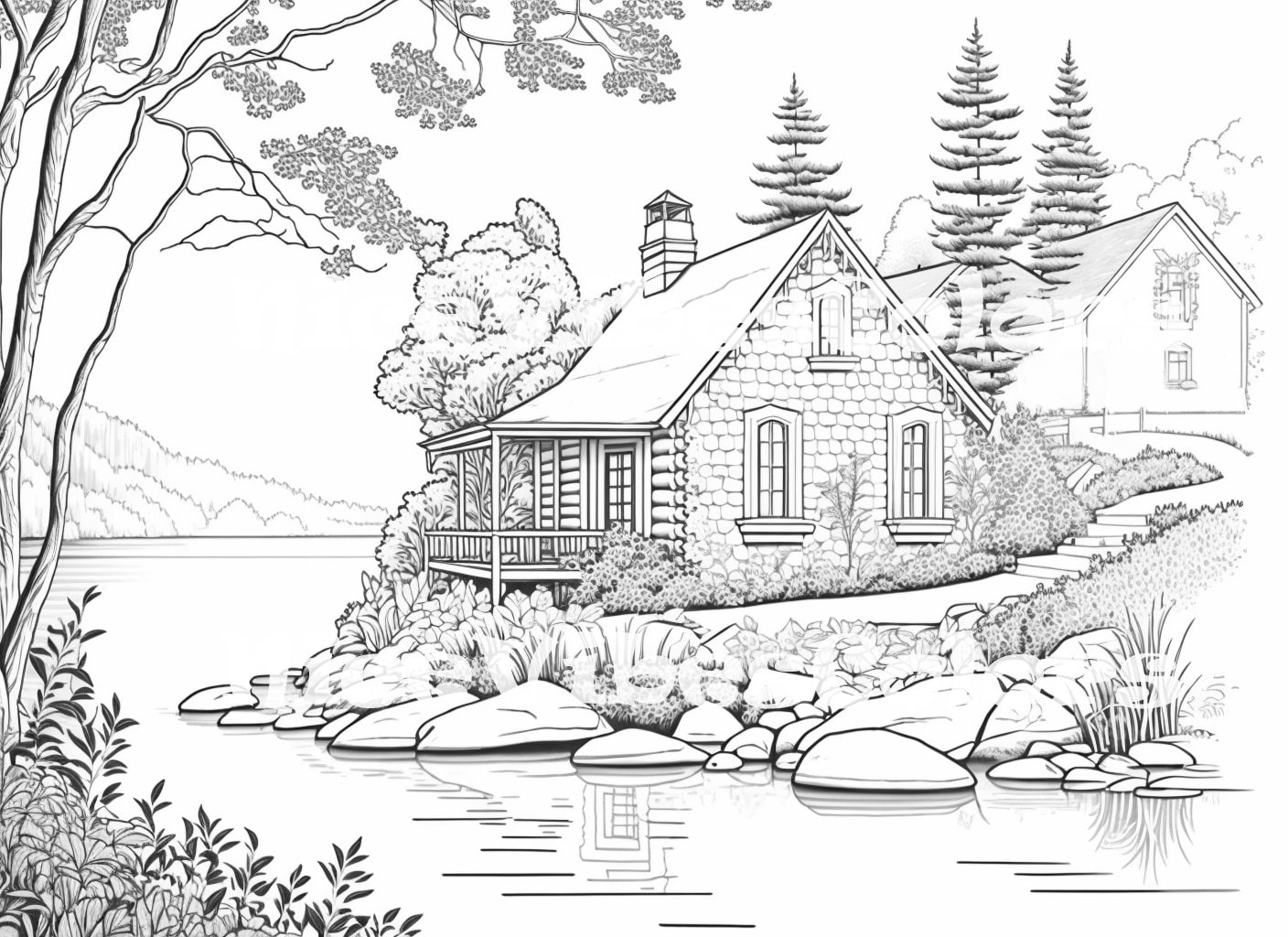 20 Cozy Cottages: Grayscale Coloring Book for Adults - Printable PDF ...