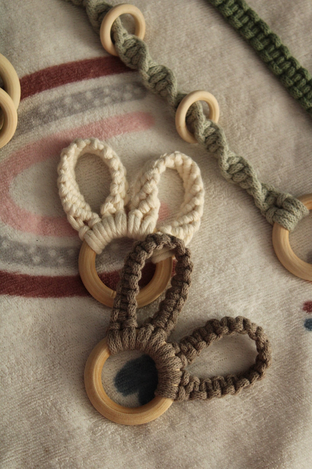 Macrame Teething Toy, Montessori Toy, Organic Baby Teether, Sensory ...