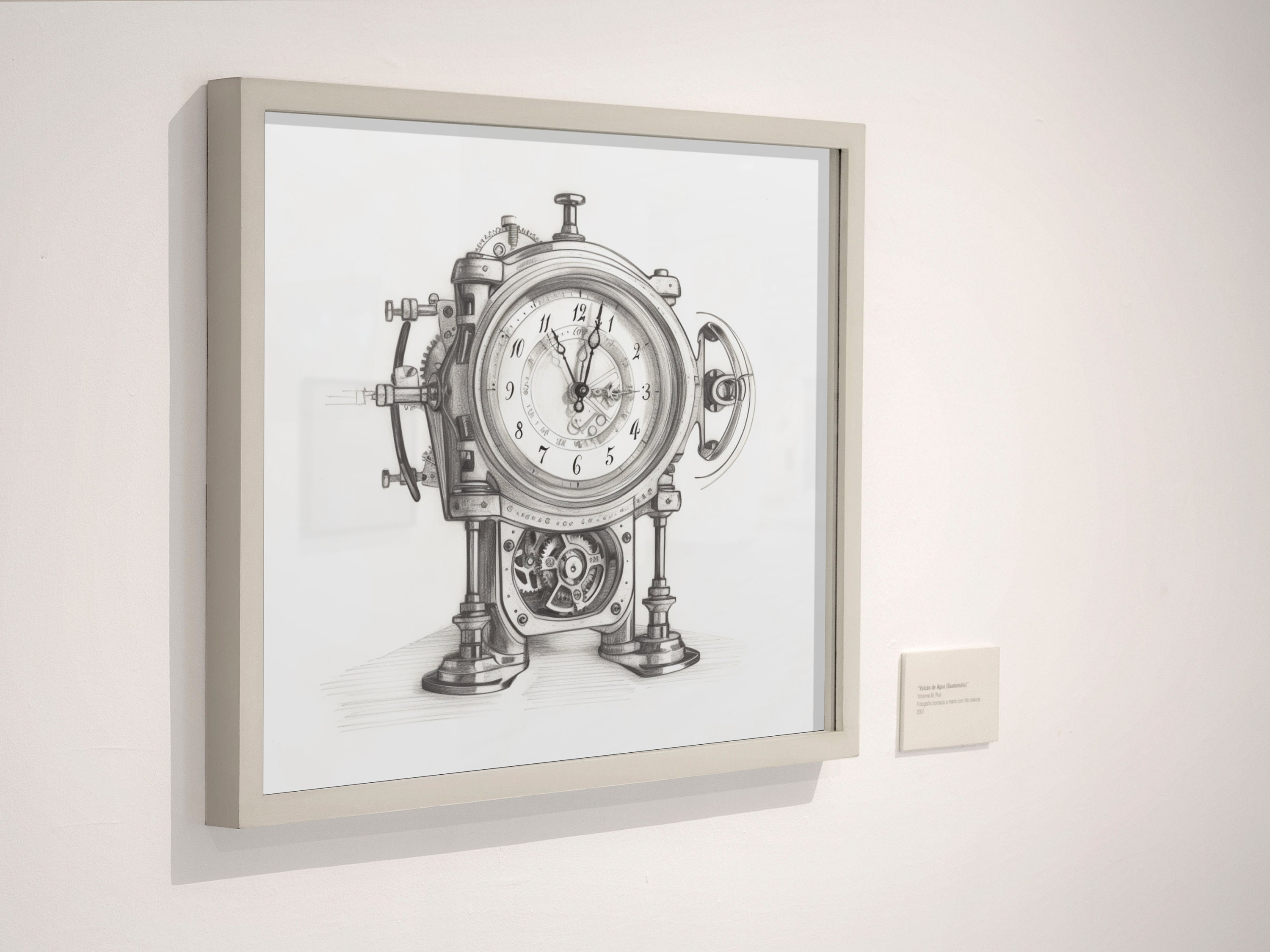 Digital Print of Mechanical Clock Pencil Drawing - Vintage Timepiece ...