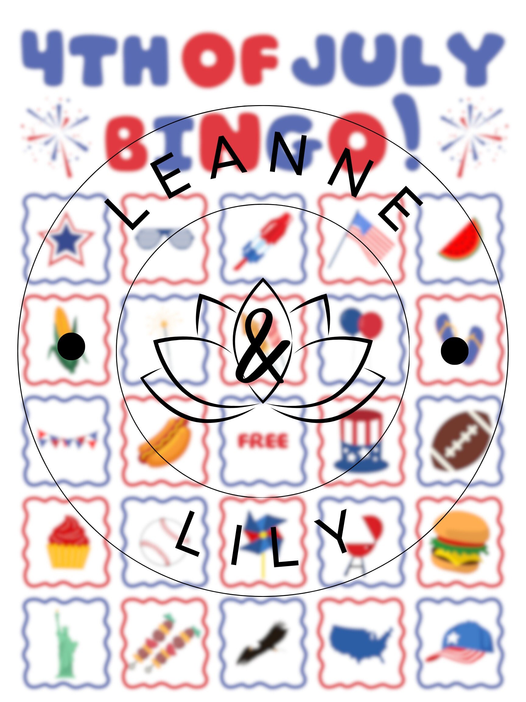 Fourth of July Bingo Game - Etsy
