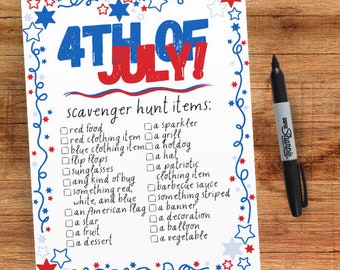 Fourth of July SCAVENGER HUNT July 4th Party Game Printable July 4th ...
