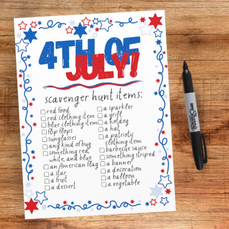 Fourth of July Scavenger Hunt - Etsy