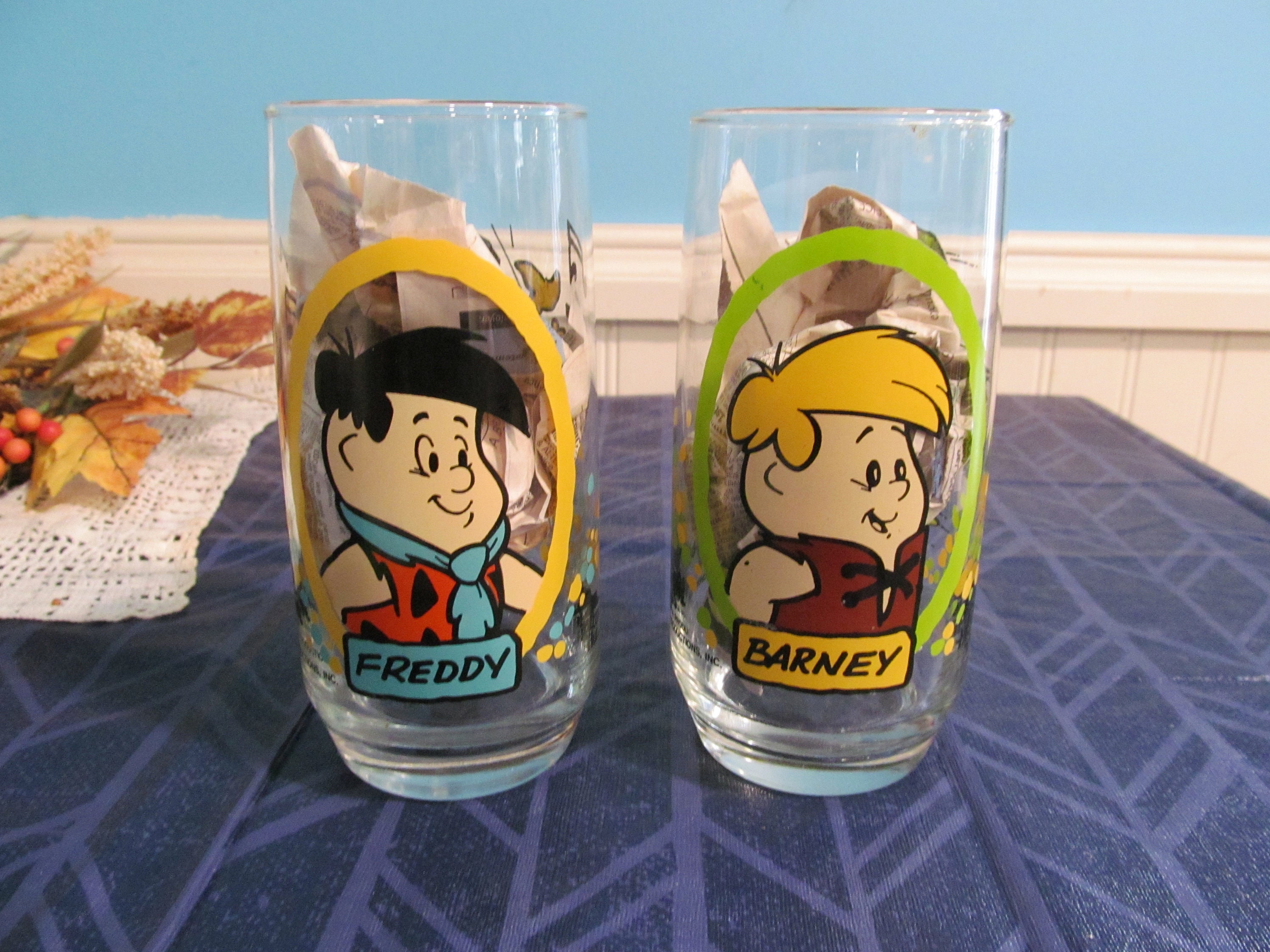 Vintage 1986 the Flintstones Kids Set of 2 Glasses Freddy & Barney ...