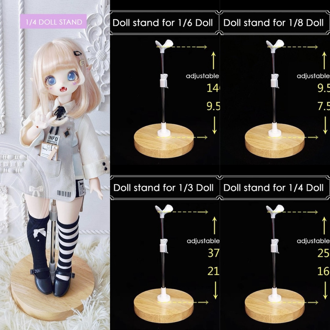 Wooden Stand for 1/6 1/3 1/4 1/8 Scale BJD Doll, Blythe Accessories, 12 ...