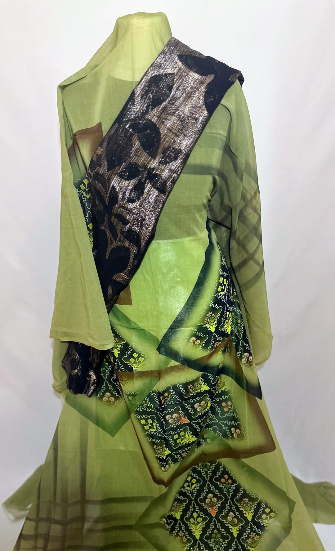 Somali Dirac | Wedding Attire | Cultural Dress - 3pcs Green & Black ...